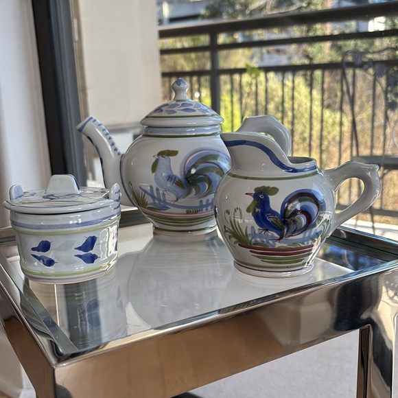 Quimper | Kitchen | Quimper Tea Set With Blue Rooster Design Vintage ...